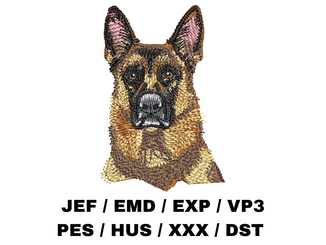 German Shepherd Embroidery Pattern - Dog Lovers, Realistic Pet Portrait ...
