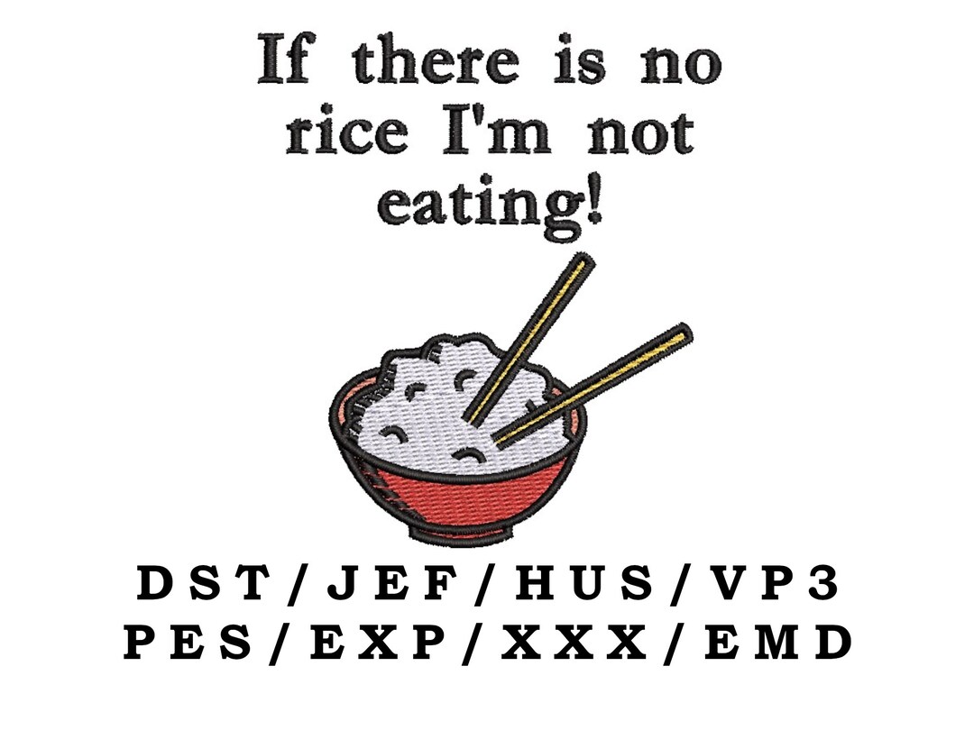 Text and Bowl of Rice Embroidery Design - Etsy