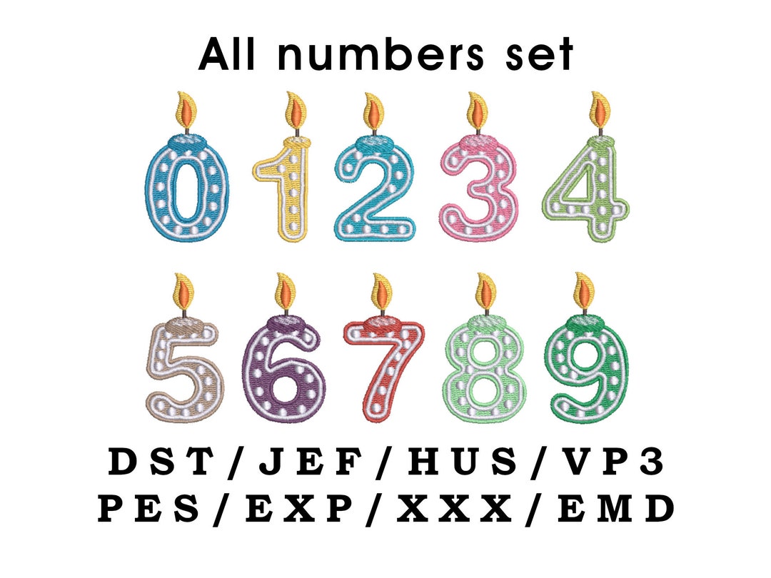 Birthday Candle Number Embroidery Designs Bundle Pack - Special Day ...