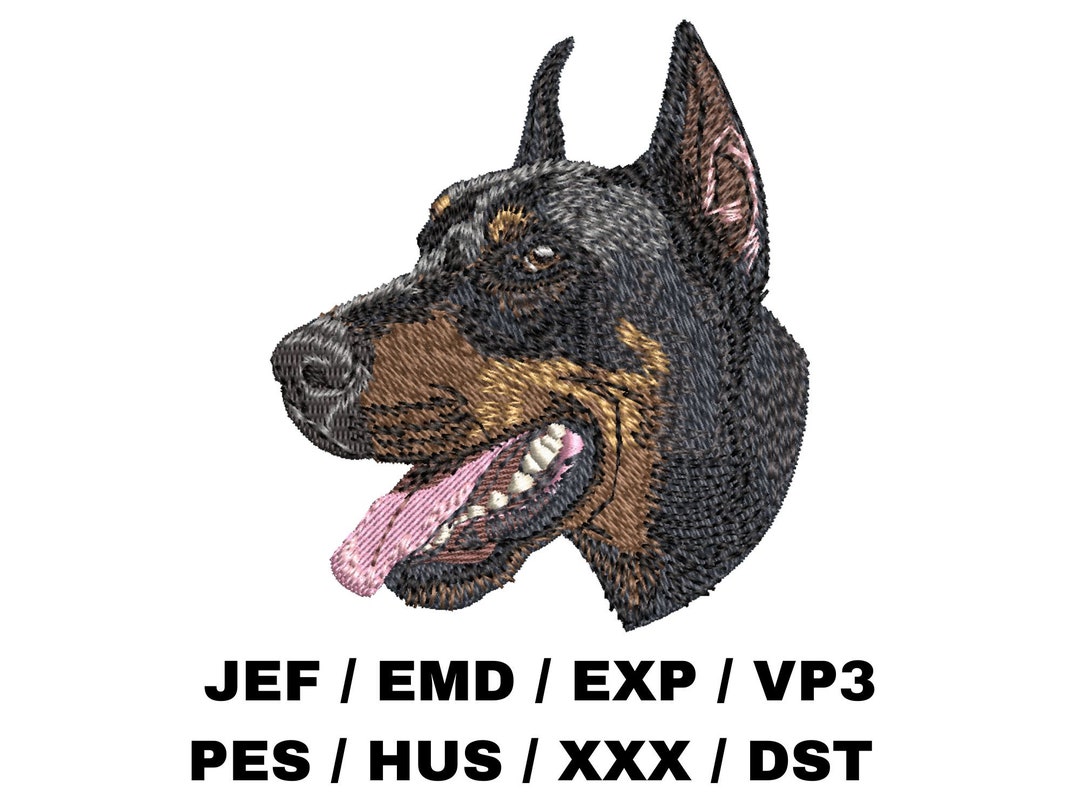 Doberman Pinscher - Dobie Embroidery Pattern, Dog Lover, Huge Breed ...