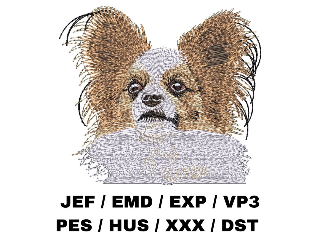Papillon Embroidery File - Dog Lover Gifts, Realistic Dog, Cute Animal ...