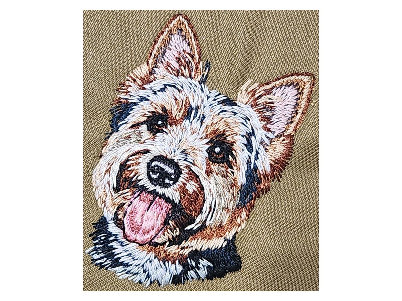 Realistic Silky Terrier Face Embroidery Design | 4x4 Hoop Dog Portrait ...