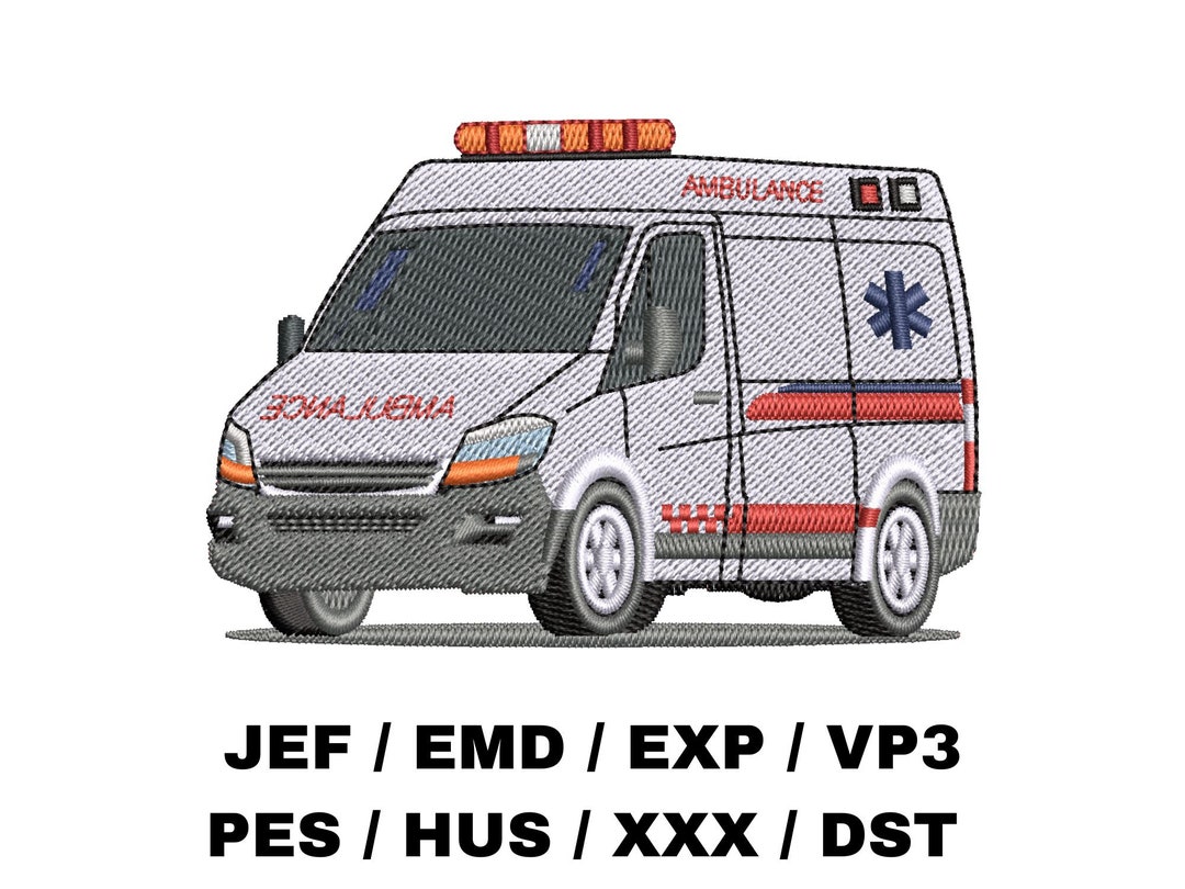 Ambulance Embroidery Design - Public Service Vehicle, Accident and ...
