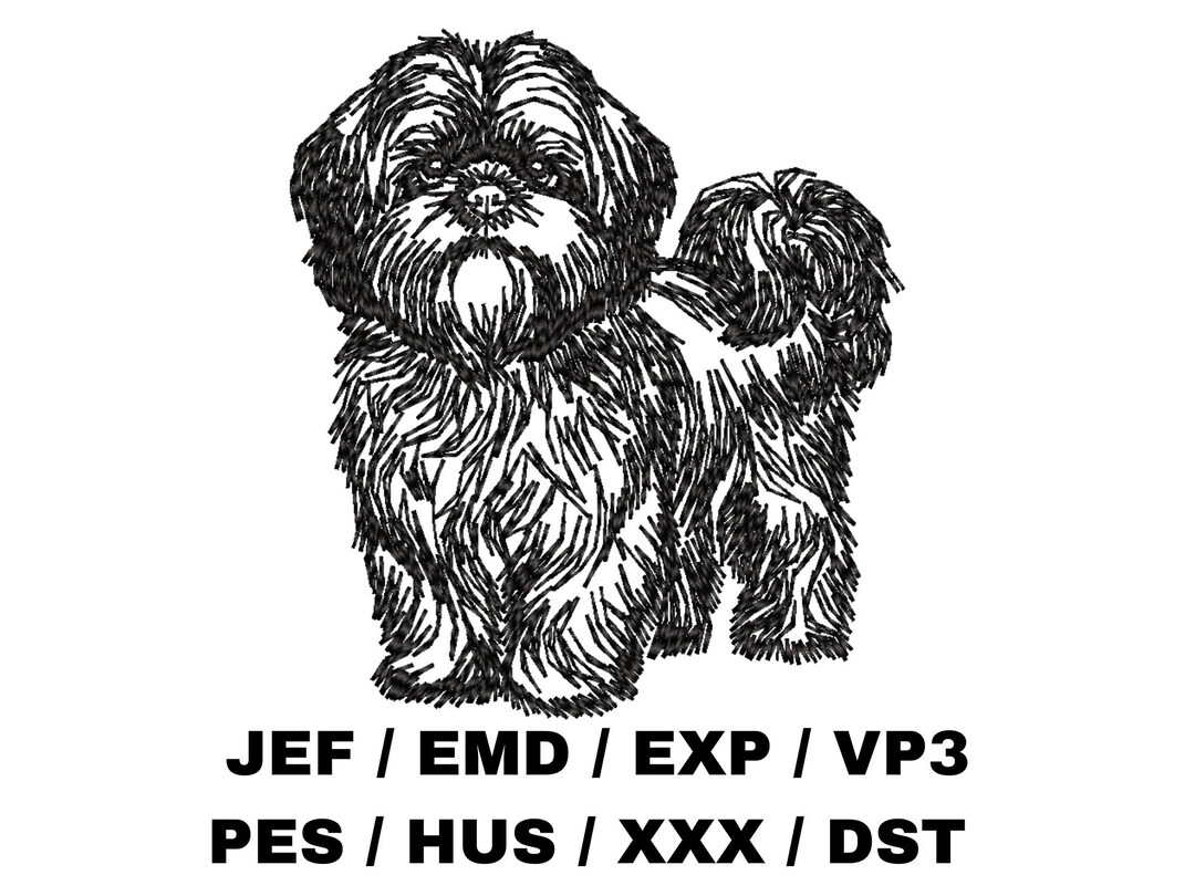 Shih Tzu Outline Sketch - Full Body, Pet Owner, Dog Lovers, Memorial ...