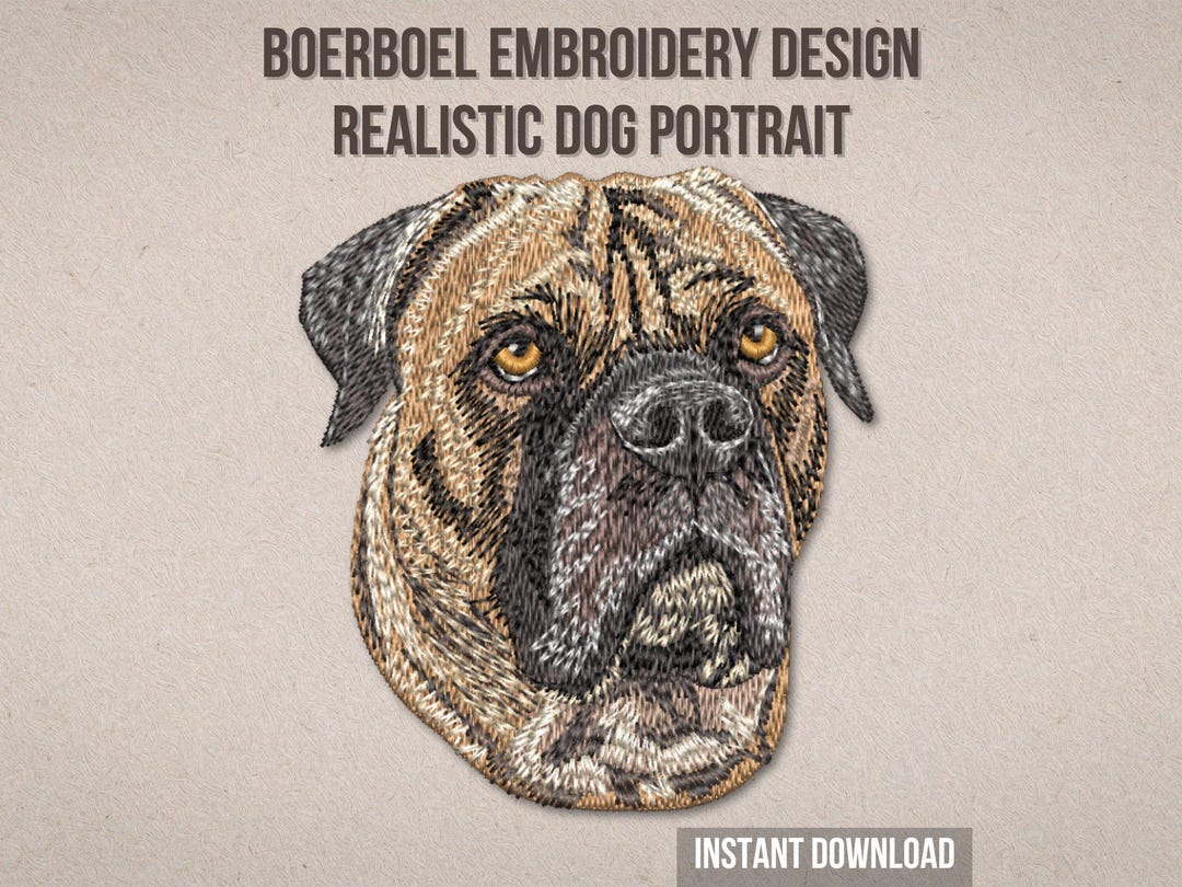 Realistic Boerboel Embroidery Design | South African Mastiff Dog ...