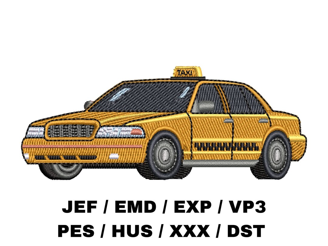 Taxi Embroidery Design - Public Service Vehicle, Transportation Network ...