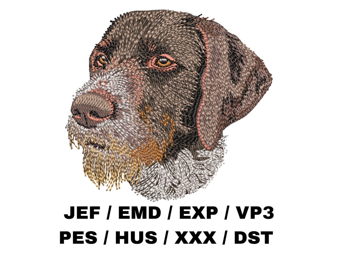 German Wirehaired Pointer Embroidery File - Dog Lover Gift, Realistic ...