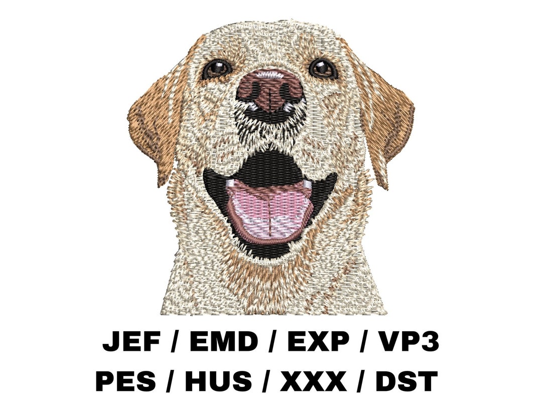 Smiling Labrador Retriever Embroidery File - Labrador Gifts - Dog Art ...