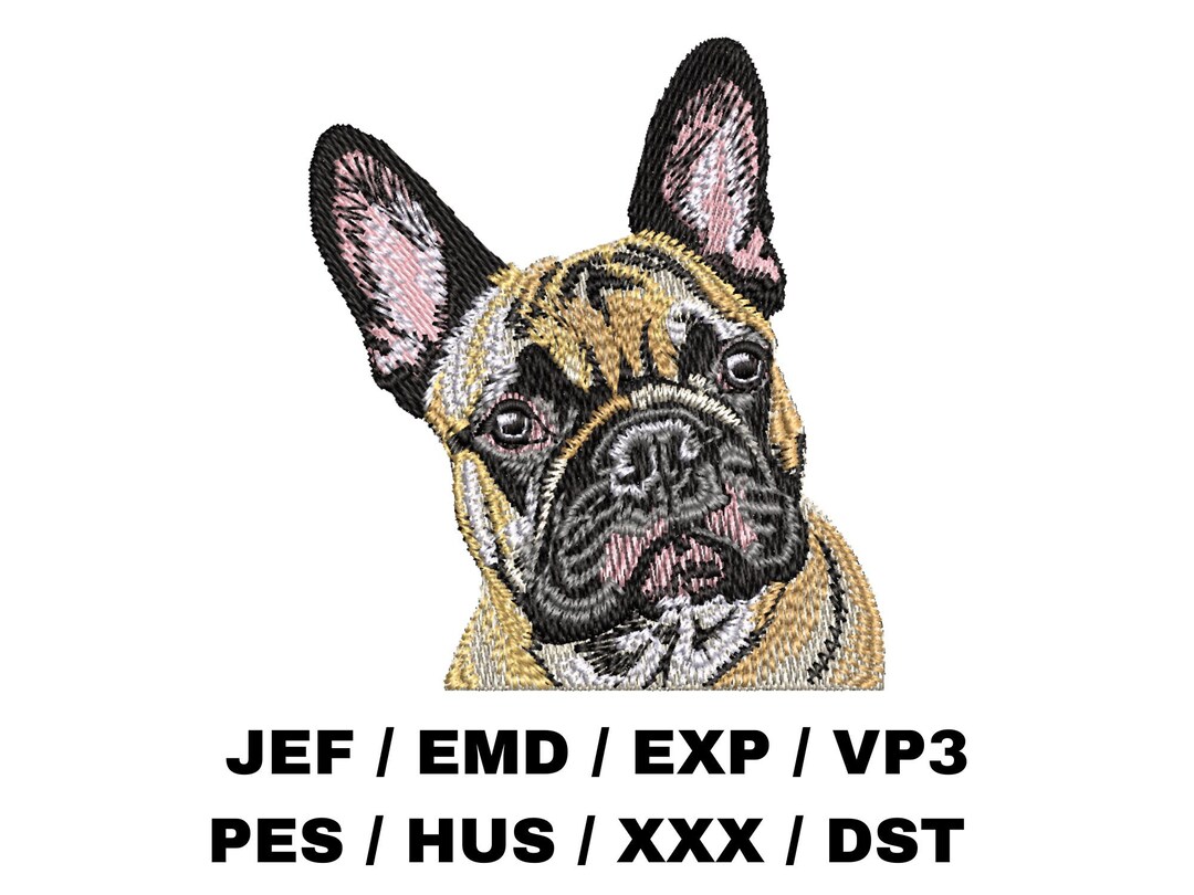 French Bulldog Embroidery Pattern - Popular Breed, Realistic Dog, Cute ...