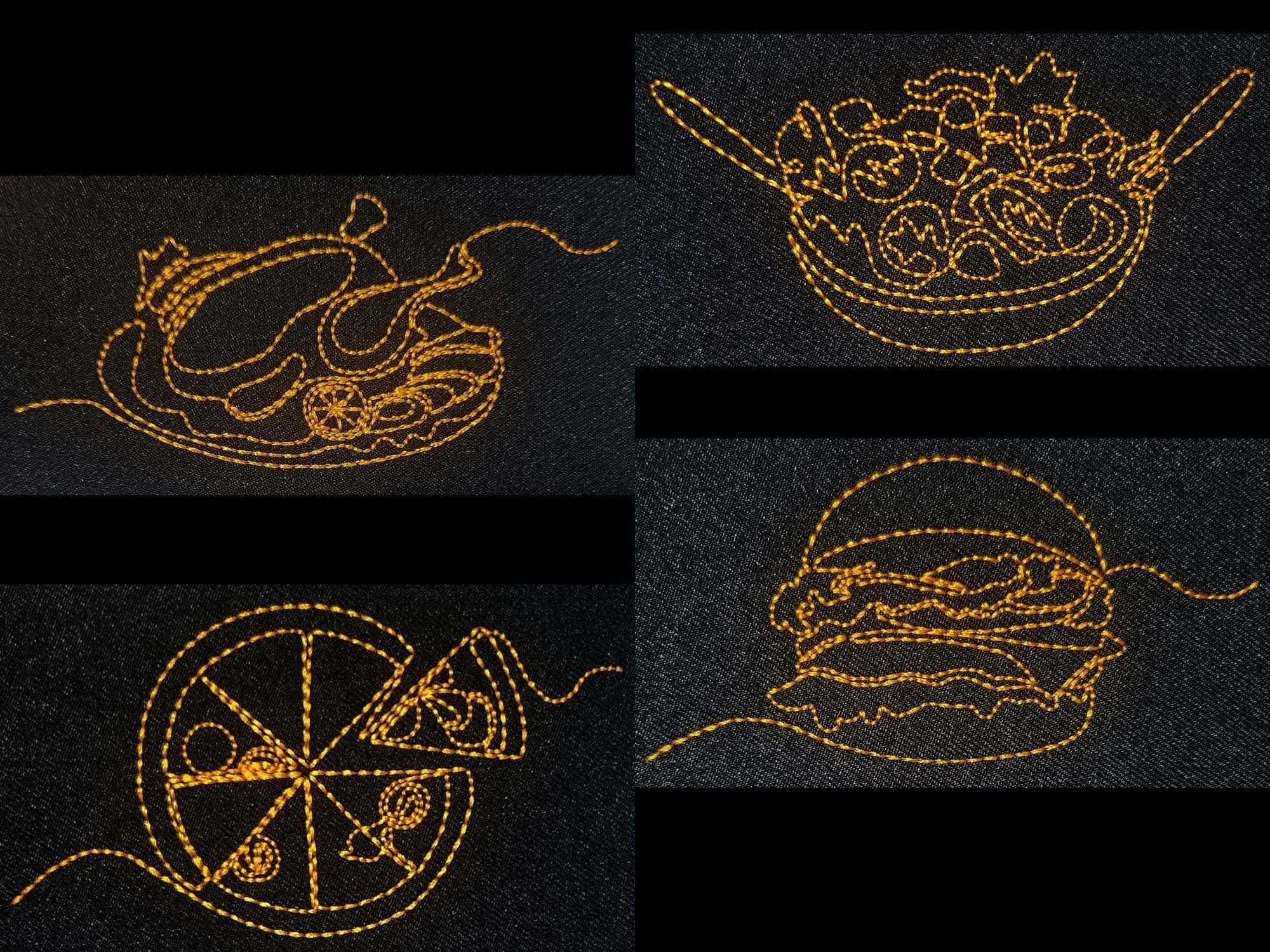 Set of Food Redwork Embroidery - Instant Download, Line Pattern, Easy ...