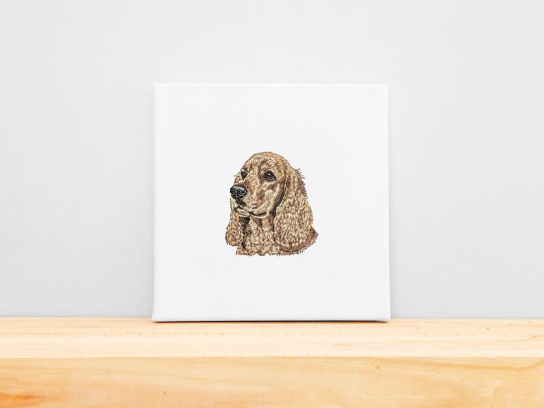 English Cocker Spaniel Portrait Embroidery Design – Realistic Dog Face ...