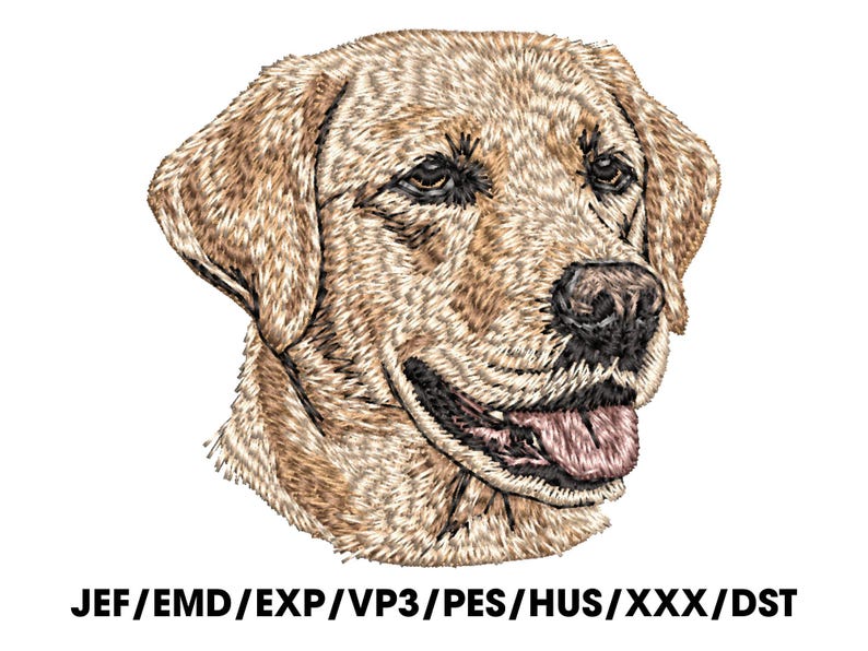 Photorealistic Happy Yellow Labrador Embroidery Design, 4x4 Hoop ...