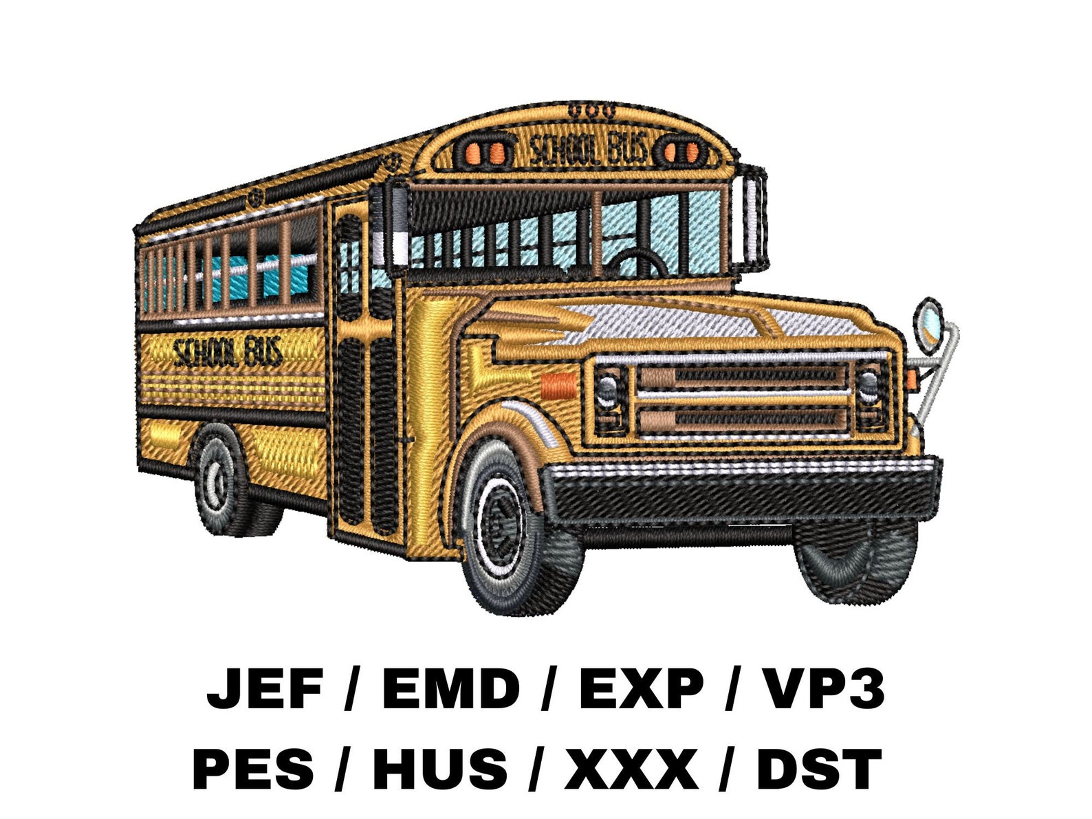 School Bus Embroidery Design - Public Service Vehicle, Children, Back ...