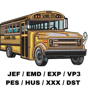 School Bus Embroidery Design - Public Service Vehicle, Children, Back ...