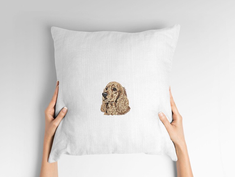 English Cocker Spaniel Portrait Embroidery Design – Realistic Dog Face ...