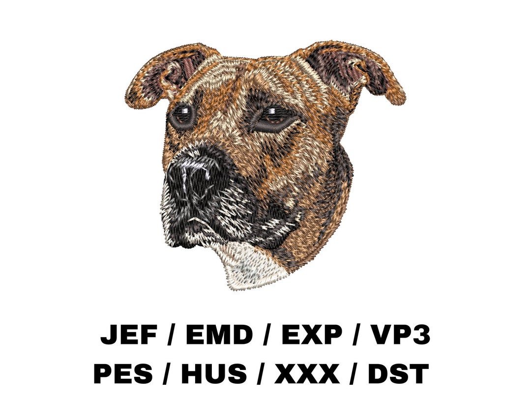 American Staffordshire Terrier Embroidery Pattern - Amstaff, Dog Lover ...