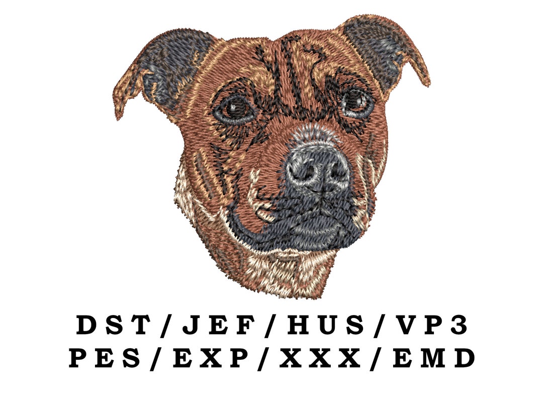 Staffordshire Bull Terrier Embroidery File Staffy Realistic - Etsy ...