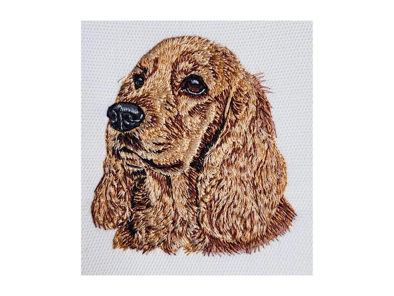 English Cocker Spaniel Portrait Embroidery Design – Realistic Dog Face ...