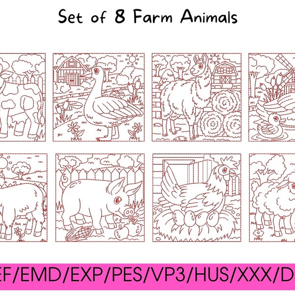 Redwork Embroidery - Etsy