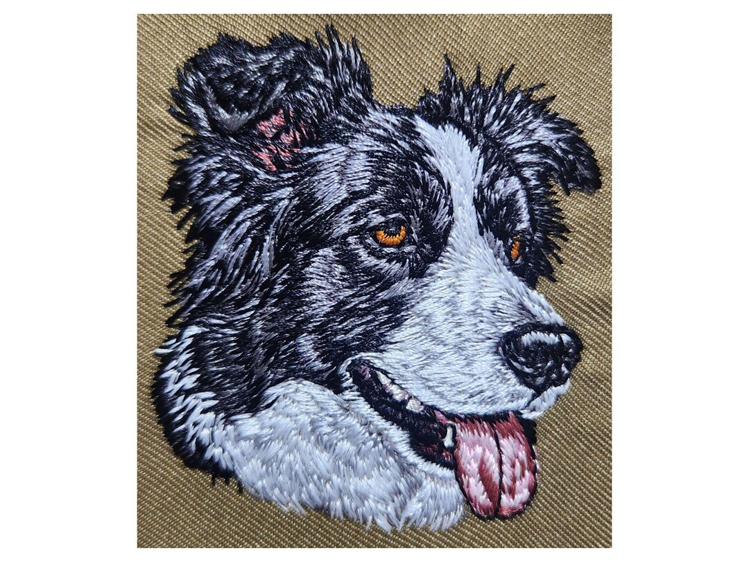 Realistic Border Collie Embroidery Design | Dog Portrait Pattern ...