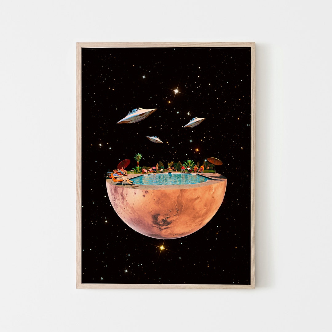 Vacation in Mars, Collage Art, Vintage Collage, Psychedelic Art, Retro ...