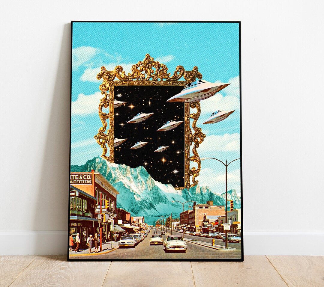 Alien Collage Art, Vintage Collage, Psychedelic Art, Retro Ufo Art ...