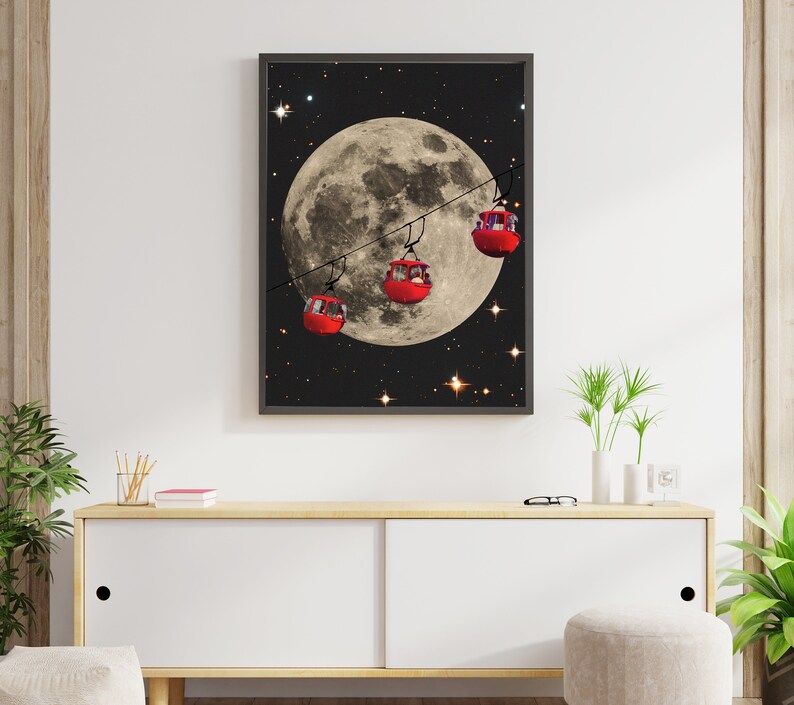 Moonlight Vintage Collage Art - Etsy