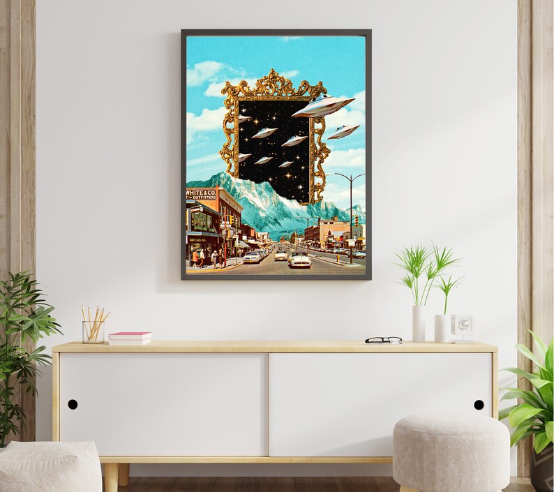 Alien Collage Art Vintage Collage Psychedelic Art Retro Ufo | Etsy