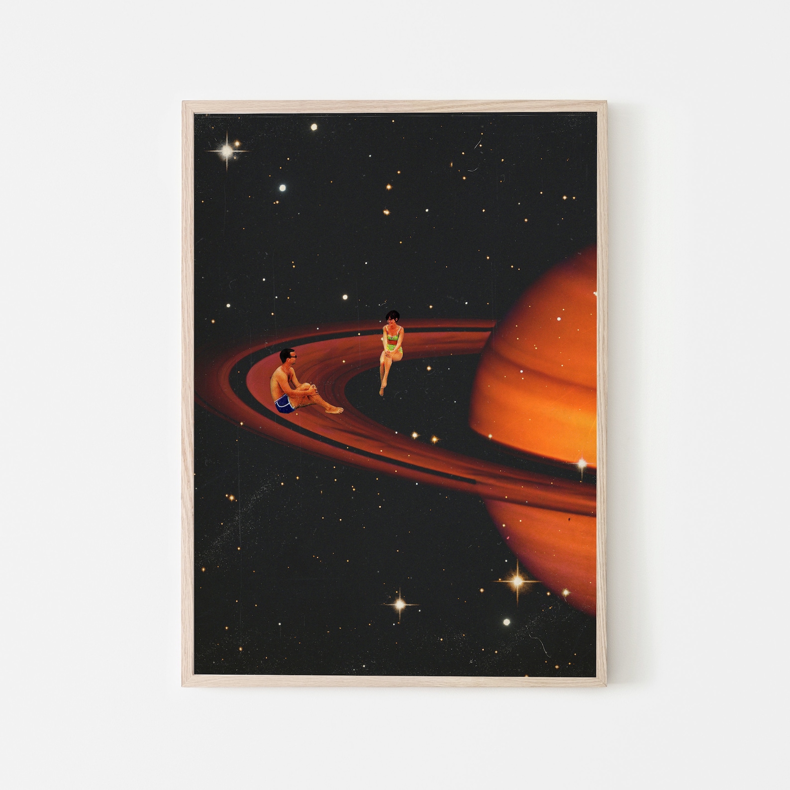 Saturn and Us Vintage art Surrealism Retro Art Sci-Fi | Etsy