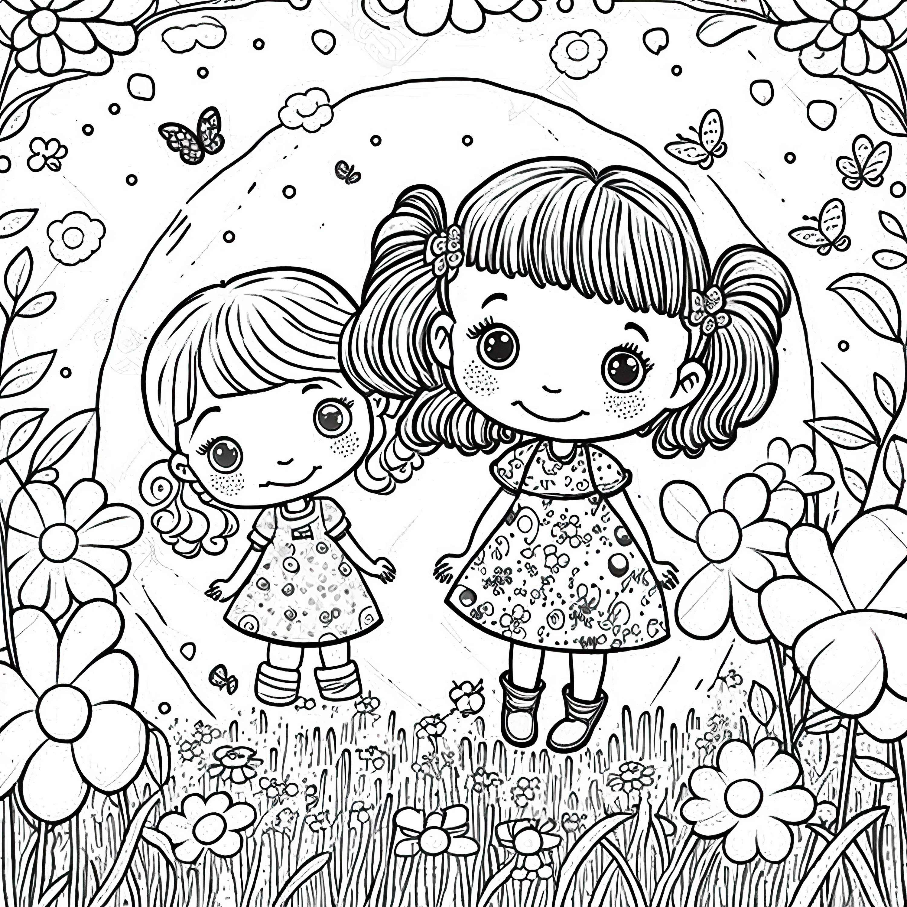 Adorable Children Playing Coloring Page for Kids - Etsy