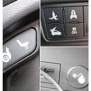 Funny Car Button Decals: 25 White Accessory Stickers - Etsy