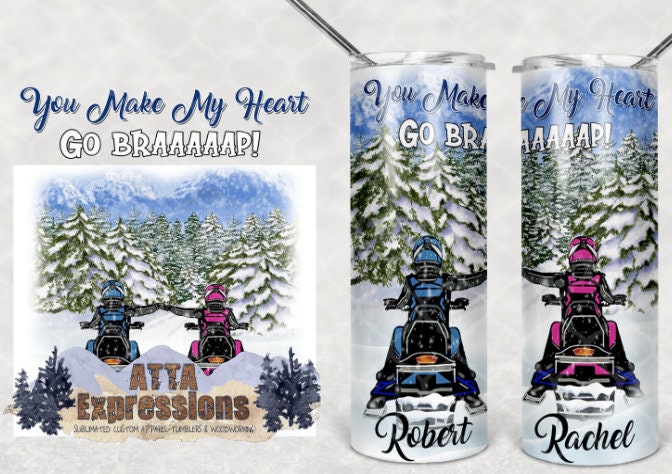 Snowmobile Heart Go Braaap Couple 20 Oz Tumbler 15 Oz Coffee Mug 12 Oz ...