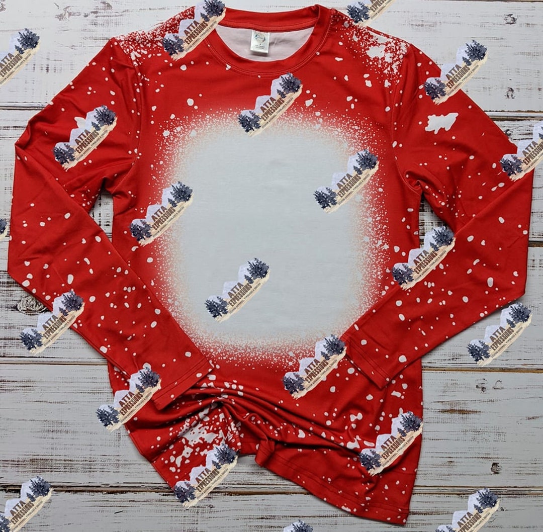 LONG SLEEVE Red Faux Sublimation Bleach Mockup Bleached Shirt - Etsy