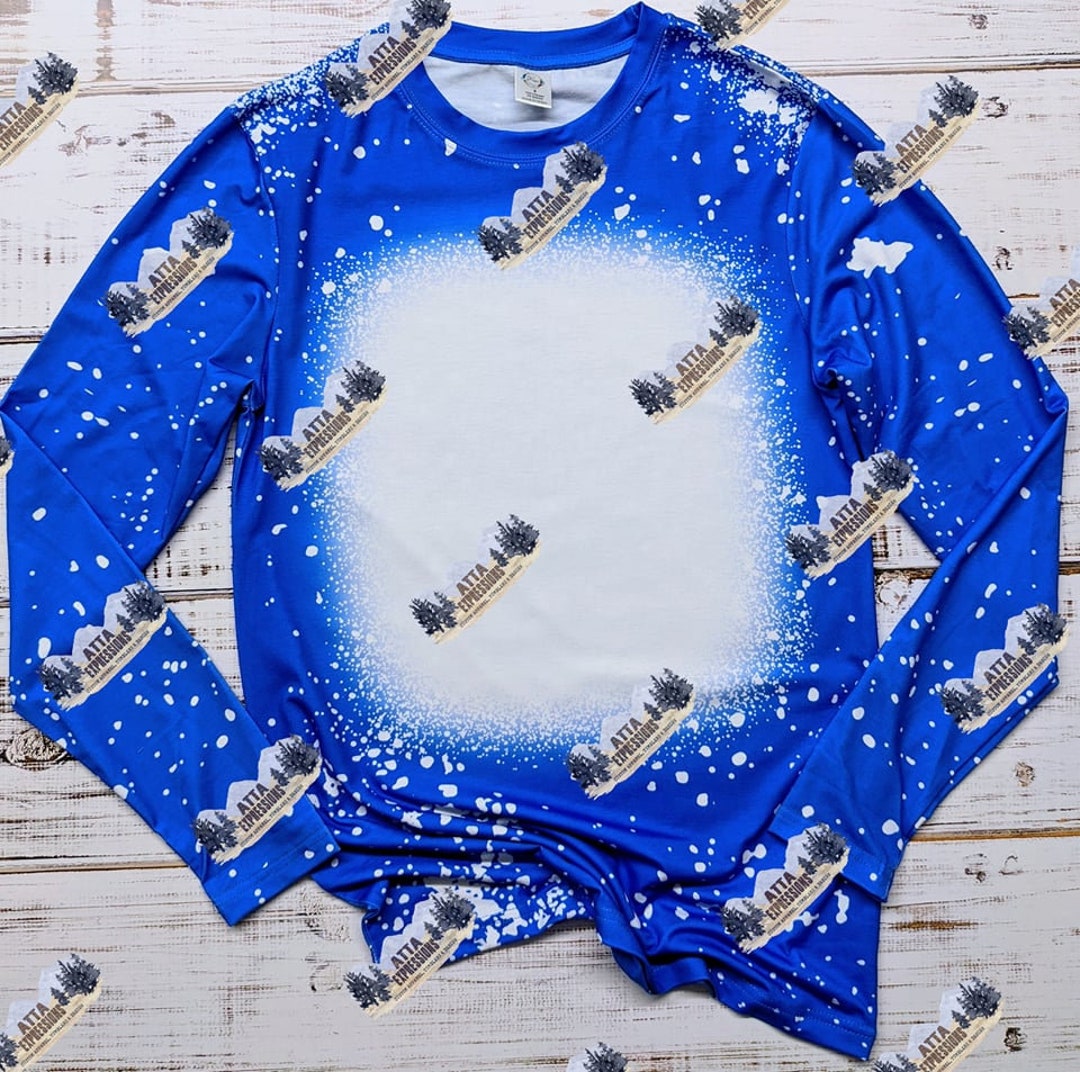 LONG SLEEVE Royal Blue Faux Sublimation Bleach Mockup Bleached Shirt ...