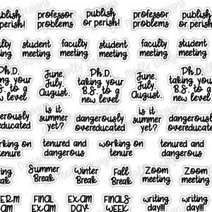 Professor Problems Printable Planner Stickers Quote Stickers University ...