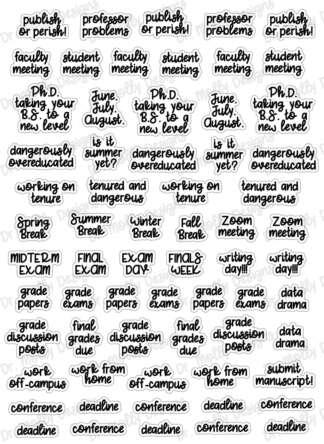 Professor Problems Printable Planner Stickers Quote Stickers University ...