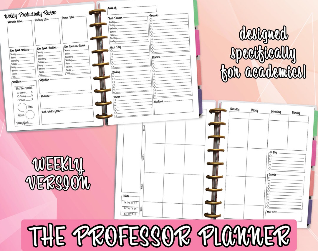 THE PROFESSOR PLANNER | Printable Planner for Academics | Weekly ...