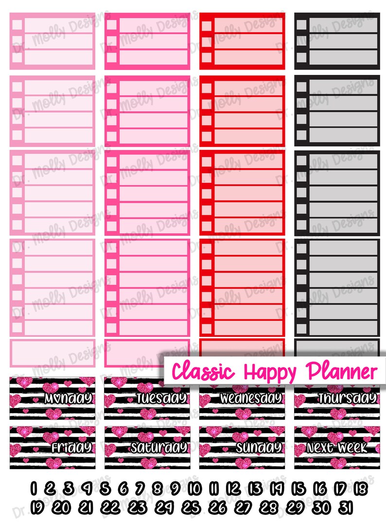 Valentine's Day Printable Weekly Planner Stickers | Etsy