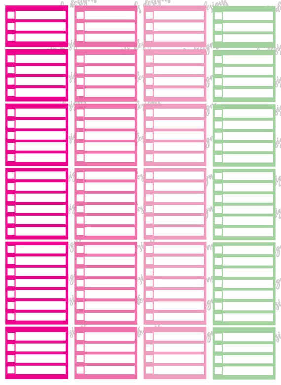 Girly Checklist Printable Planner Stickers Functional | Etsy