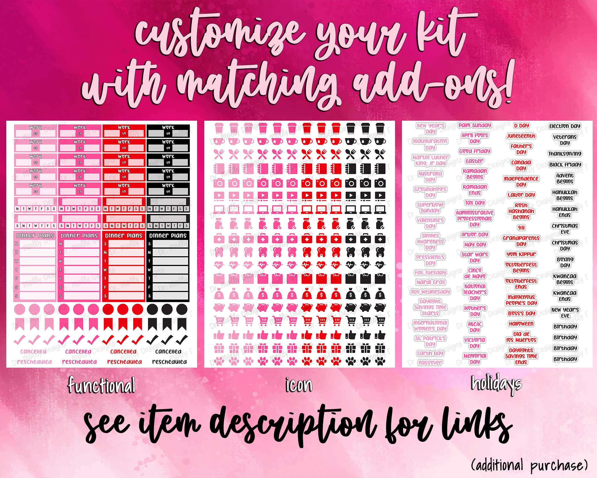 Valentine's Day | Printable Weekly Planner Stickers | Printable Happy ...