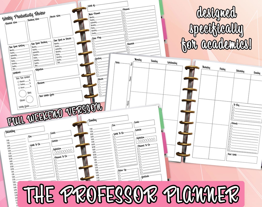 THE PROFESSOR PLANNER | Printable Planner for Academics | Weekly ...