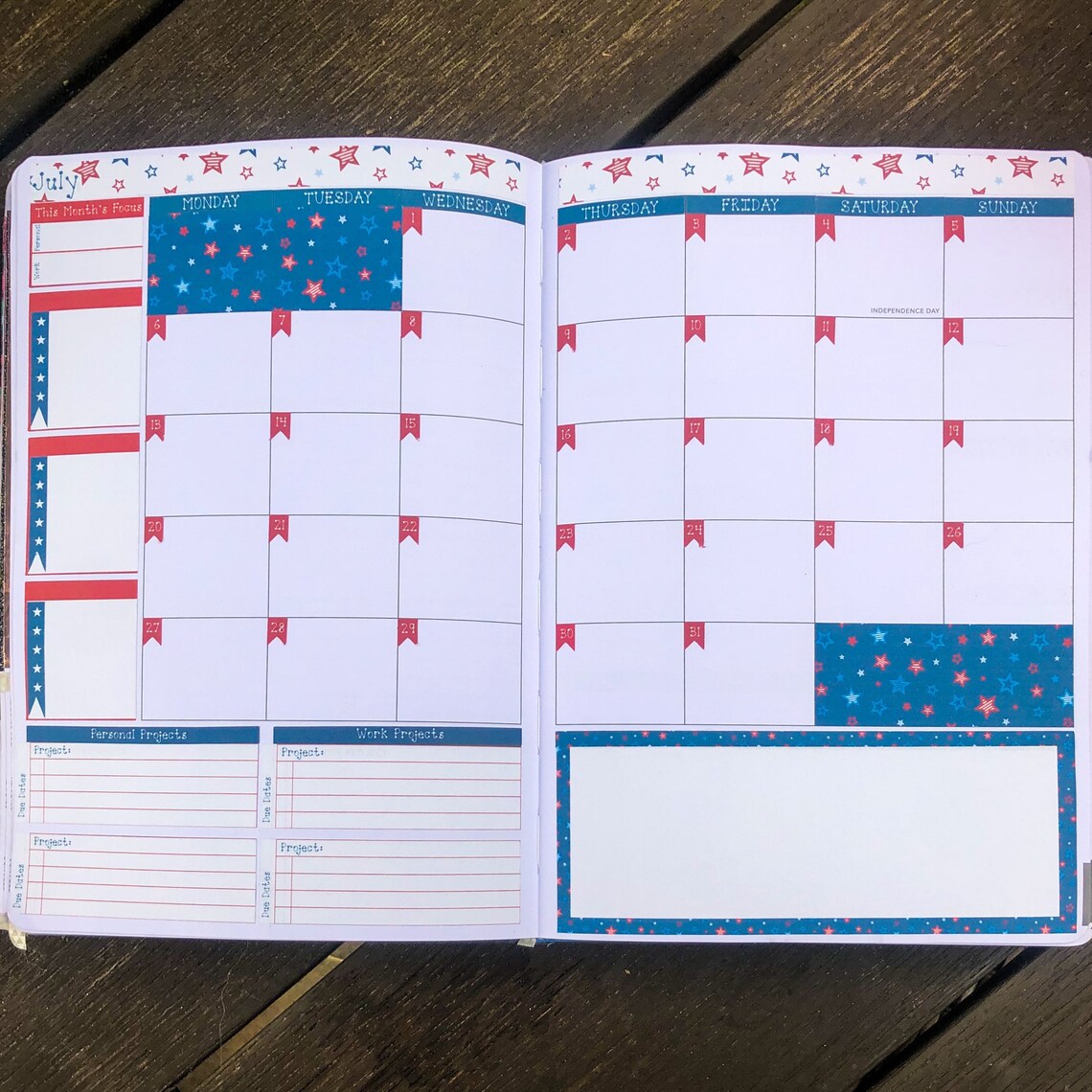 July MONTHLY Passion Planner Printable Planner Stickers - Etsy