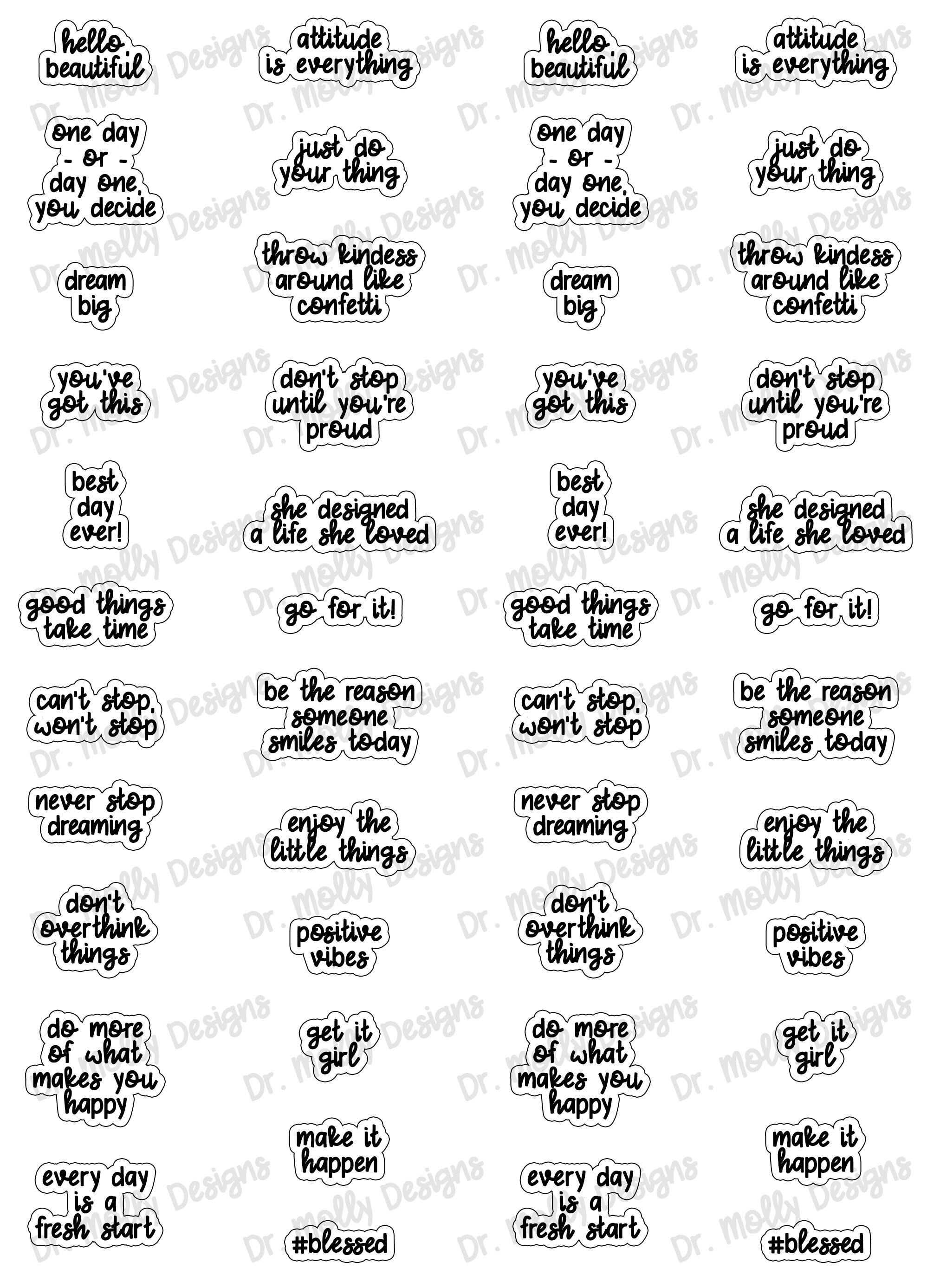 Positive Vibes Quotes | Printable Planner Quote Stickers | Downloadable ...