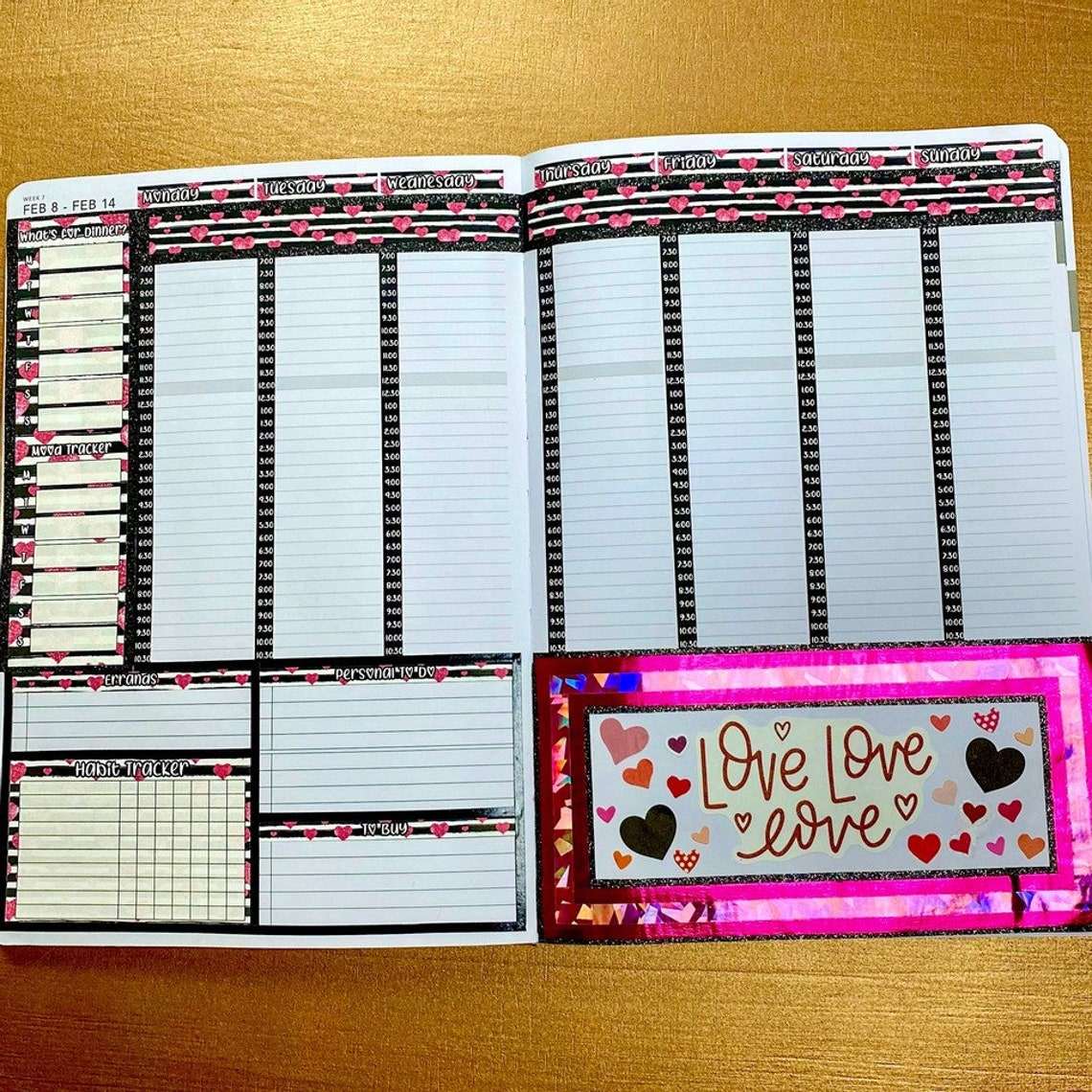 Valentine's Day Printable Weekly Planner Stickers | Etsy