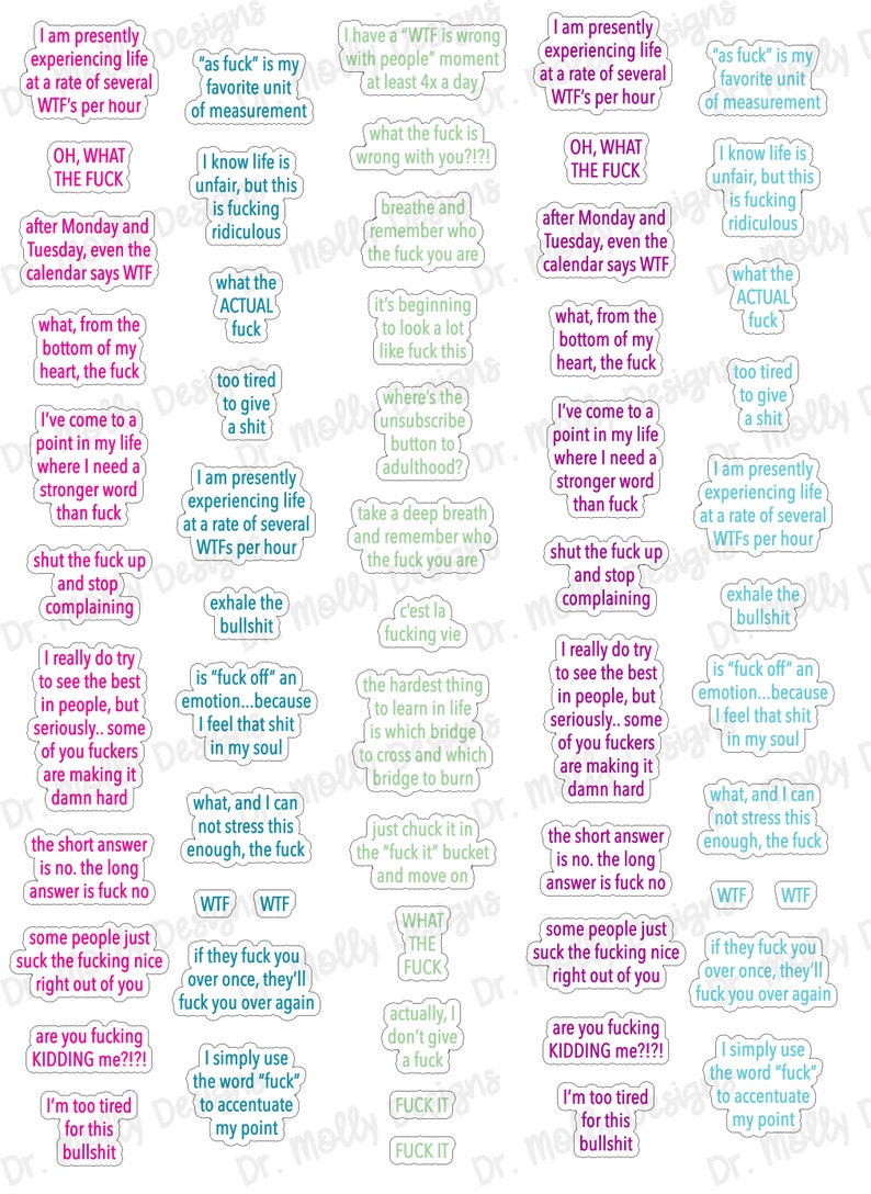 WTF Quotes | NSFW | Printable Planner Stickers | Printable Quote ...