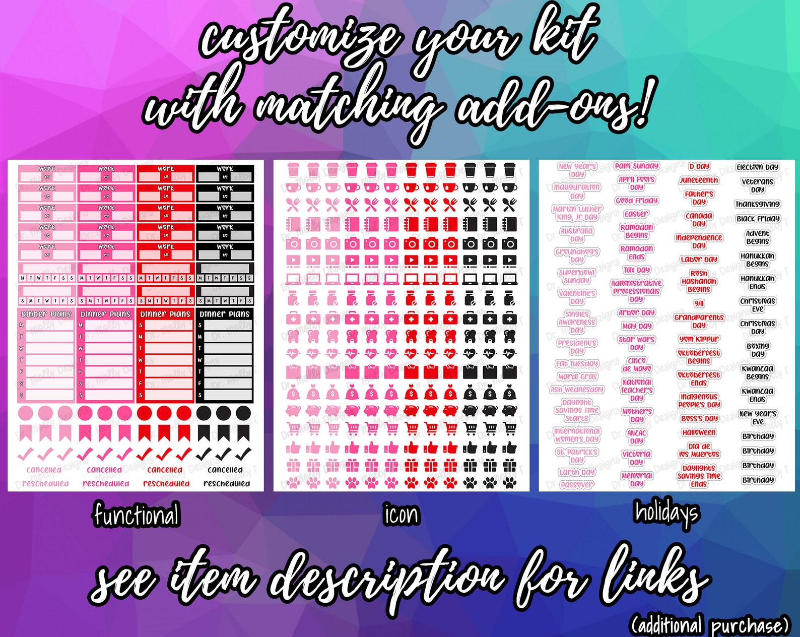 Valentine's Day Printable Weekly Planner Stickers | Etsy