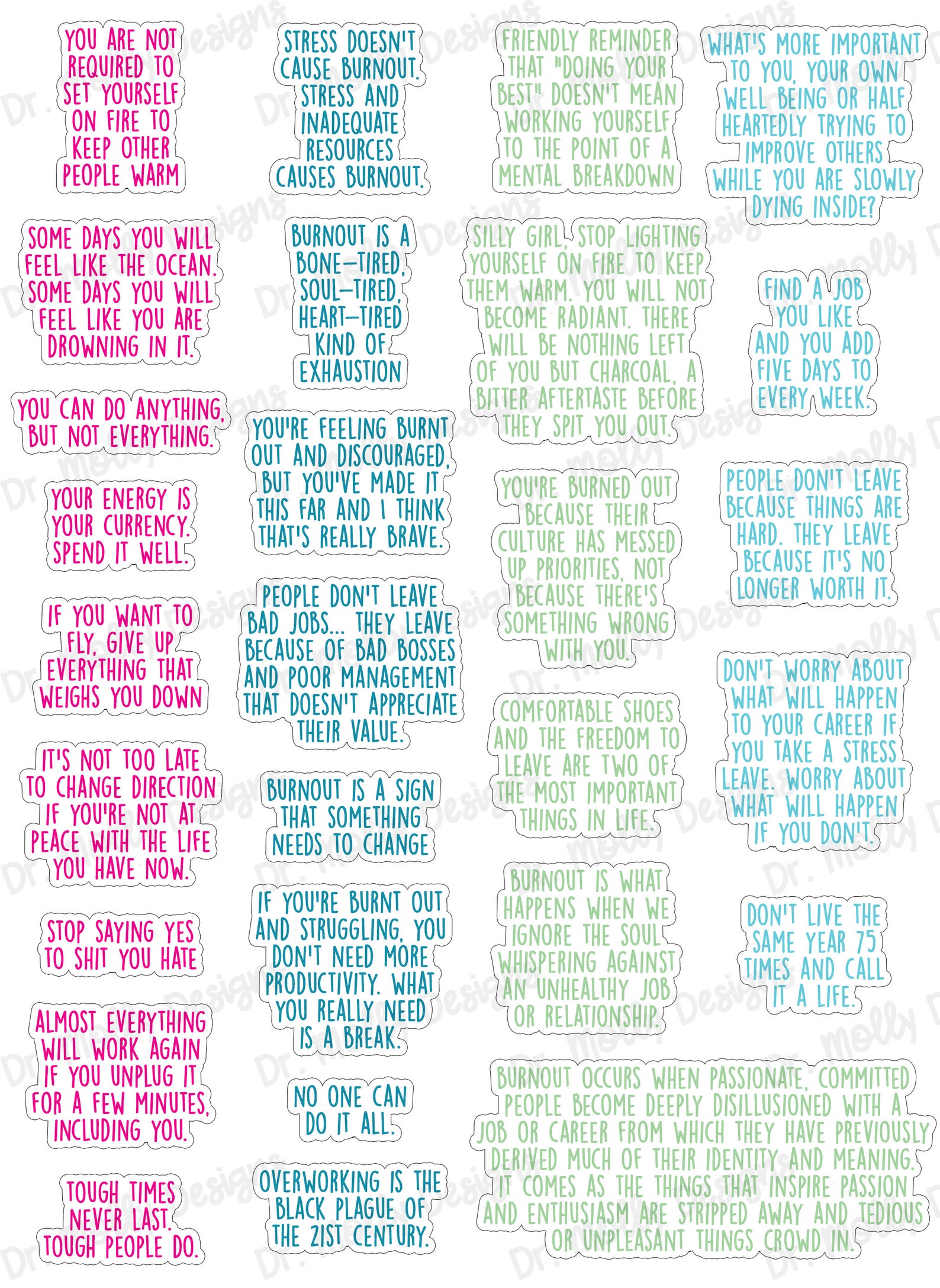 Burnout Quotes | Printable Planner Stickers | Printable Quote Stickers ...