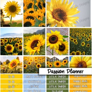 Sunflowers | Passion Planner Printable Weekly Planner Sticker Kit ...