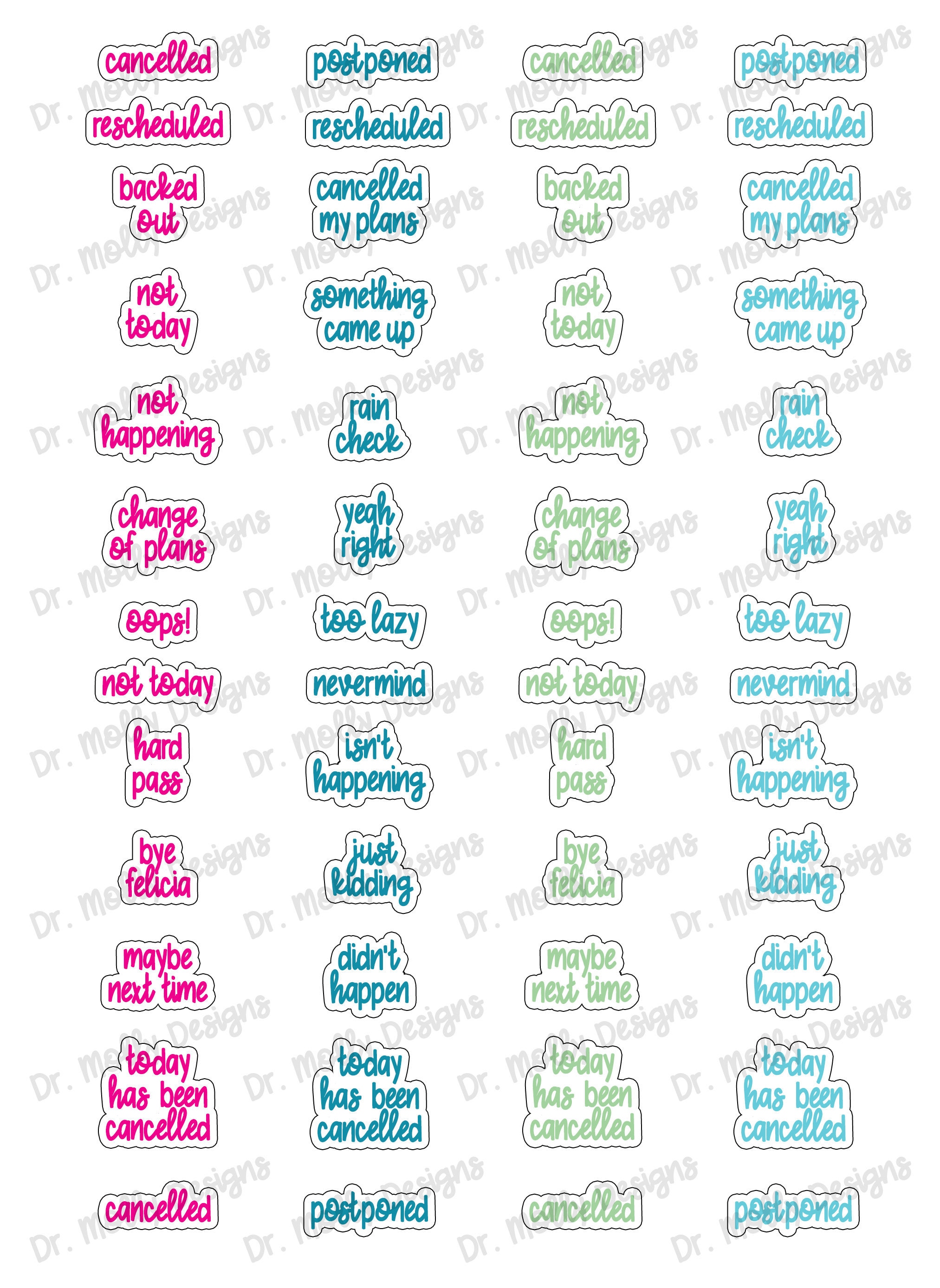Cancelled Script Printable Planner Stickers Printable | Etsy