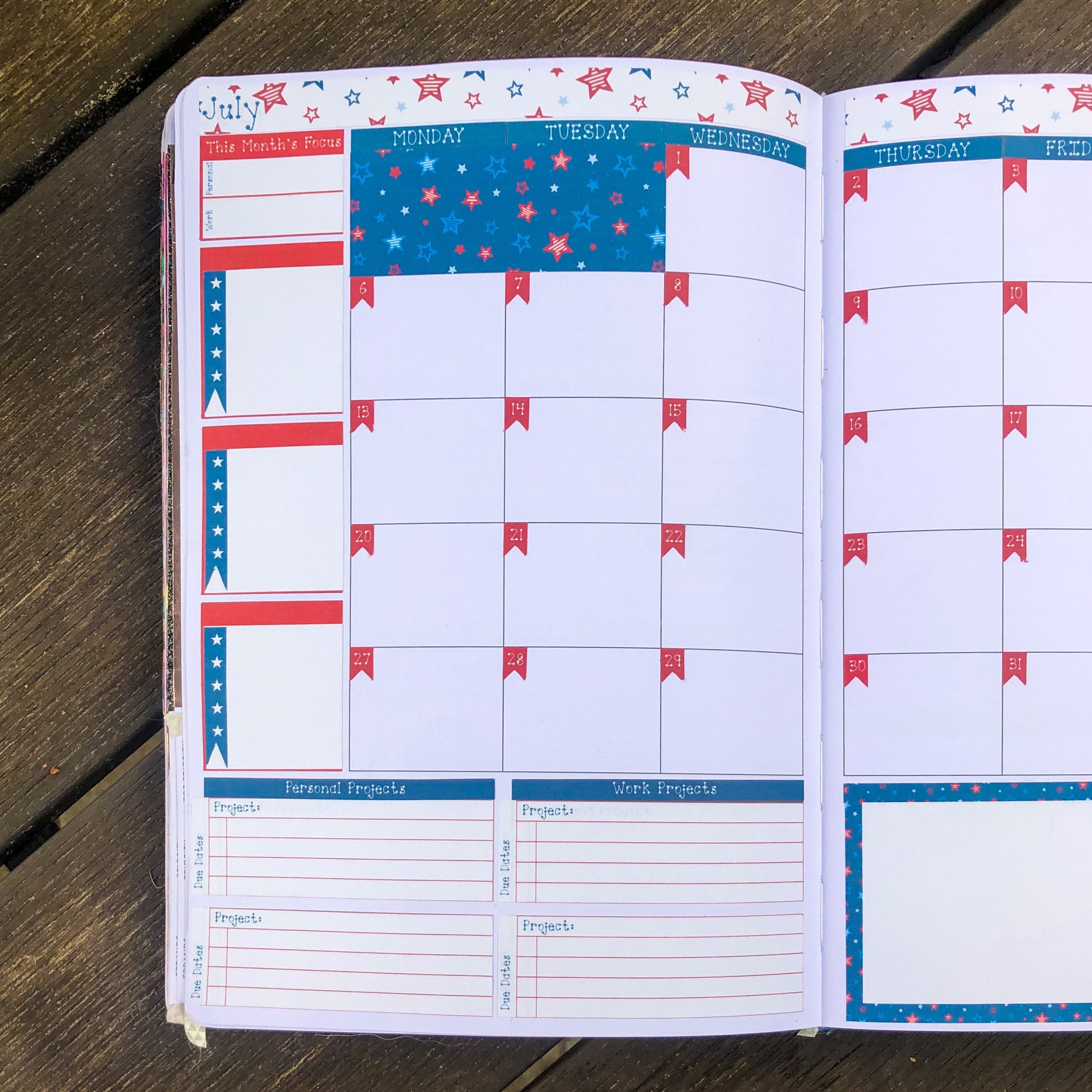 July MONTHLY Passion Planner Printable Planner Stickers - Etsy